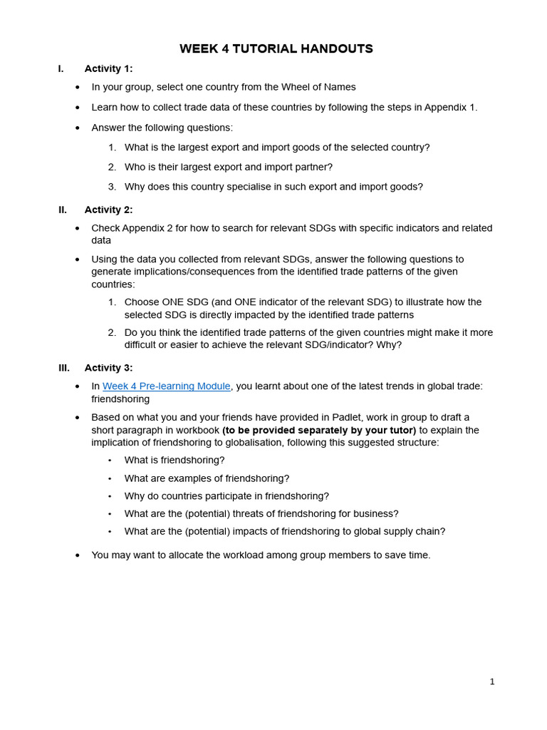 Week 4 Tutorial Handouts | PDF | Economies