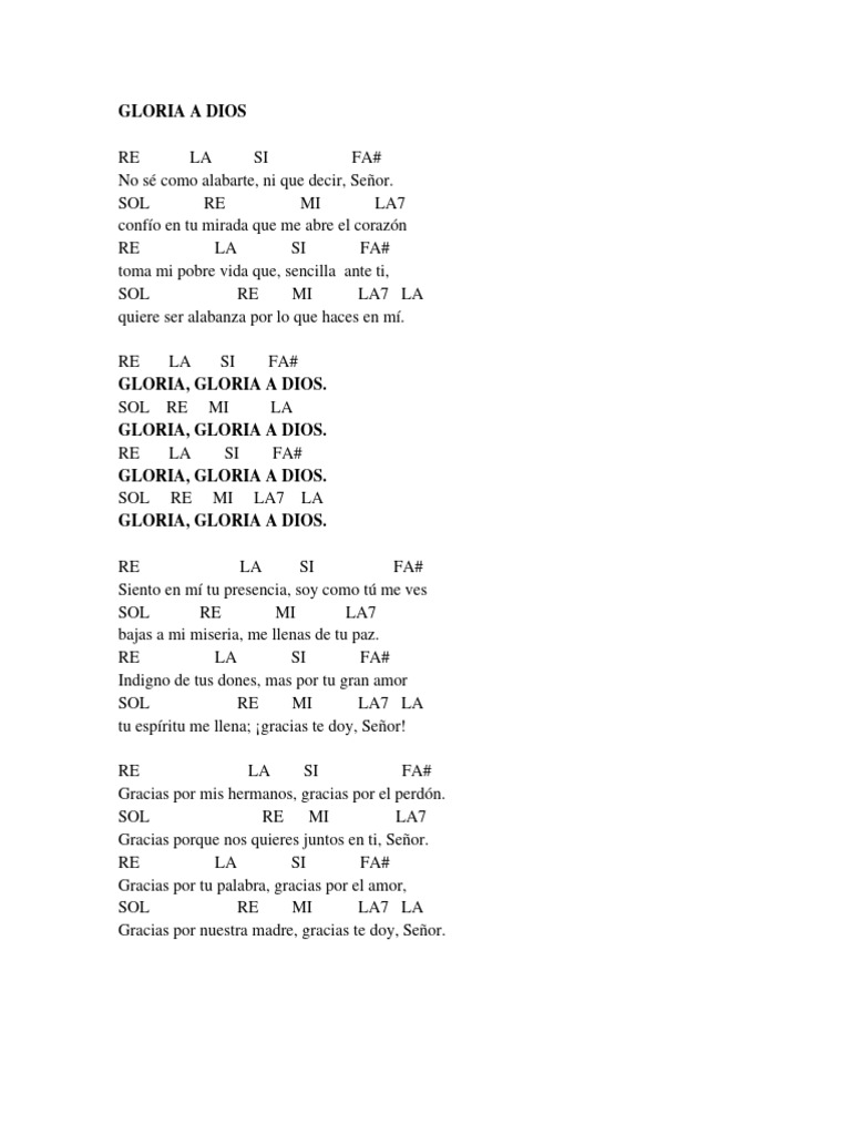 GLORIA A DIOS Acordes - Laudes | PDF