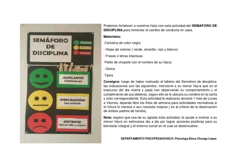 Semáforo de Disciplina para Niños | PDF | Crecimiento personal y ...
