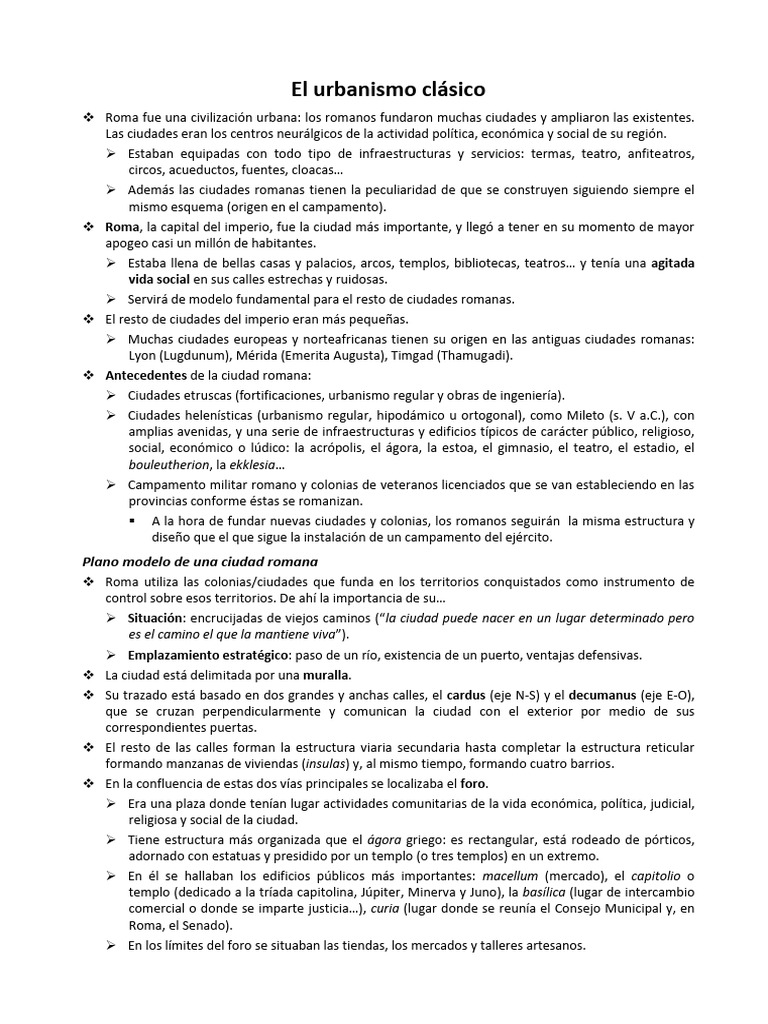 Urbanismo en la Antigua Roma | PDF | imperio Romano | Roma antigua