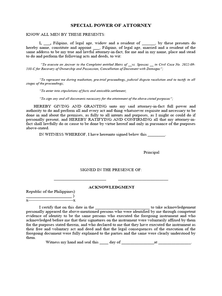 Special Power of Attorney Scribd | PDF | Power Of Attorney | Government