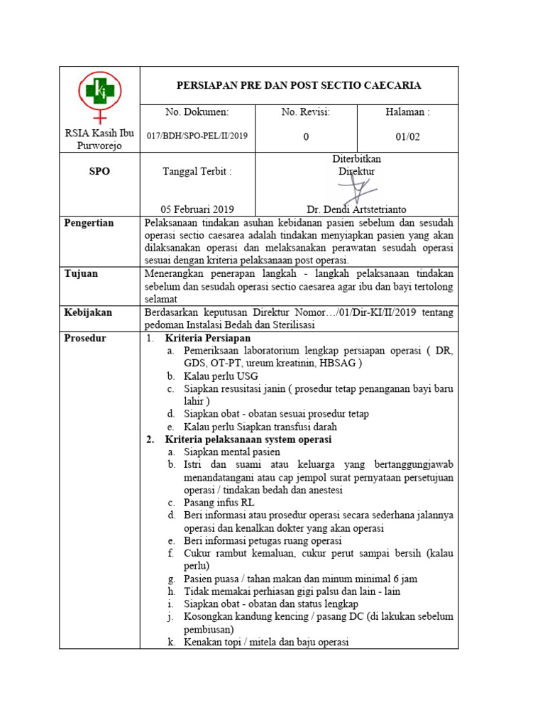 Kebersihan Vagina Pasca Operasi SC | PDF
