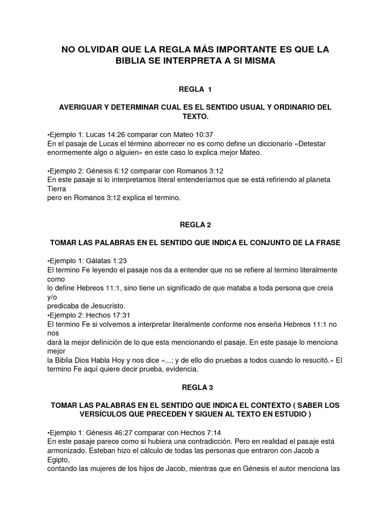 Reglas de Hermeneutica | PDF | Hermenéutica | Interpretación del lenguaje
