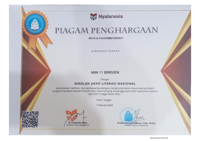 Piagam Penghargaan | PDF