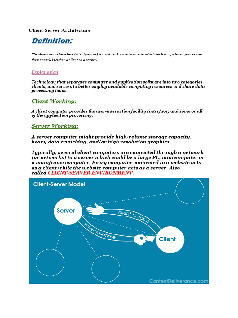 Definition:: Client-Server Architecture | PDF | Client–Server Model | Databases
