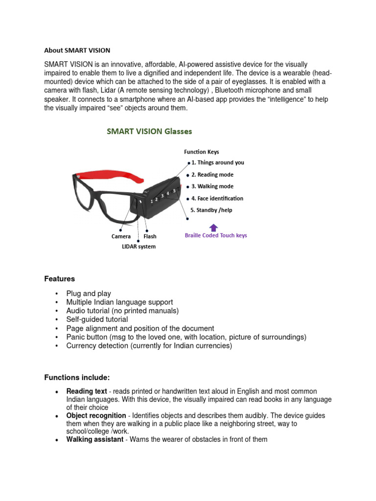 SmartVision Overview | PDF | Visual Impairment | Computing