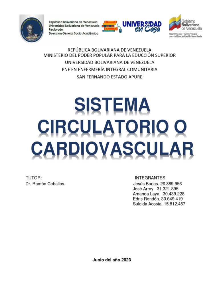 Sistema CIRCULATORIO CARDIOVASCULAR | PDF | Electrocardiografia | Corazón