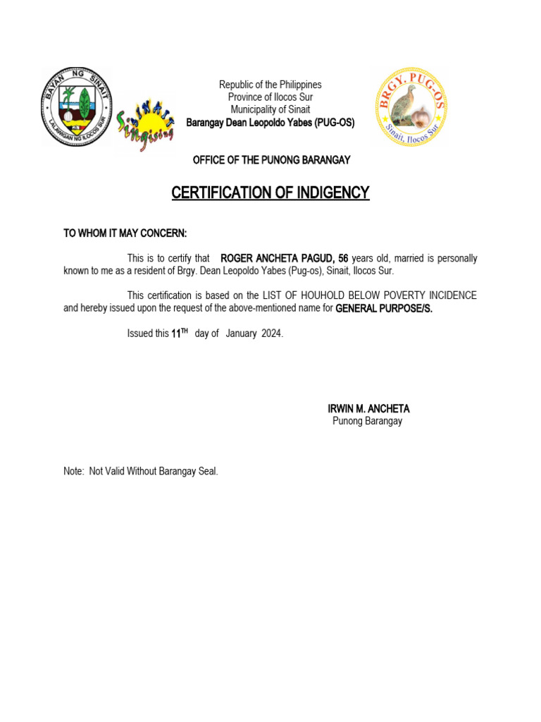 Certificate of Indigency | PDF