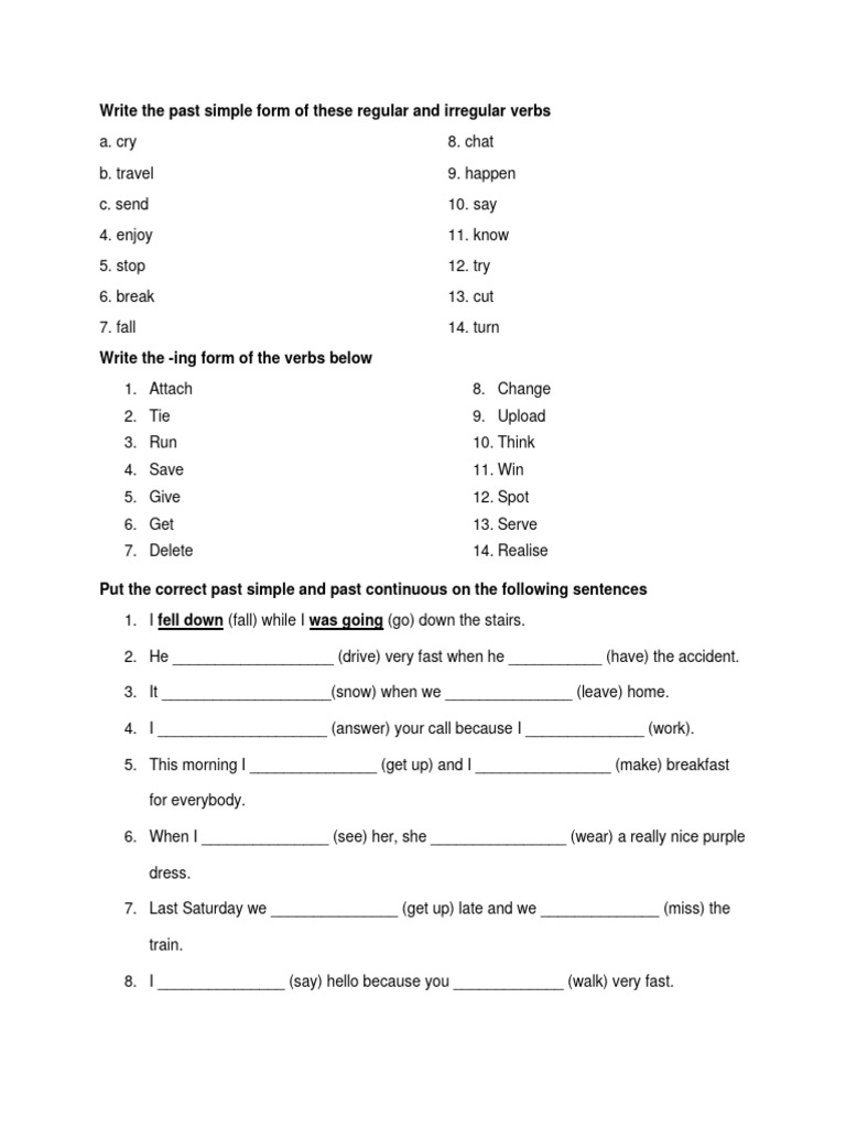 Exercise Past Simple & Cont Enrichment | PDF