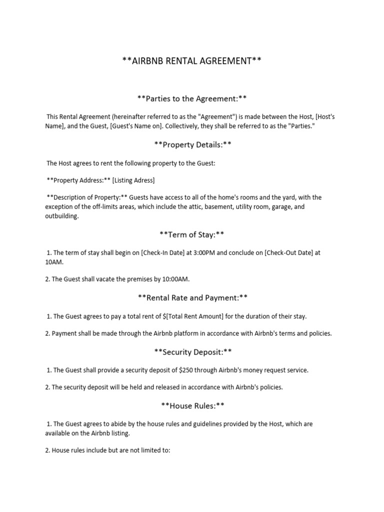 Airbnb Rental Agreement Template | PDF