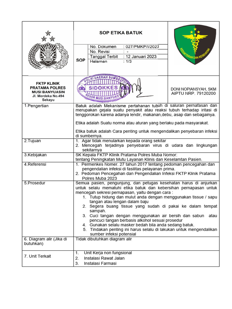 Sop Etika Batuk | PDF