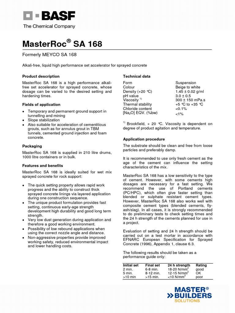 masterroc-sa168-tds | PDF | Pump | Concrete