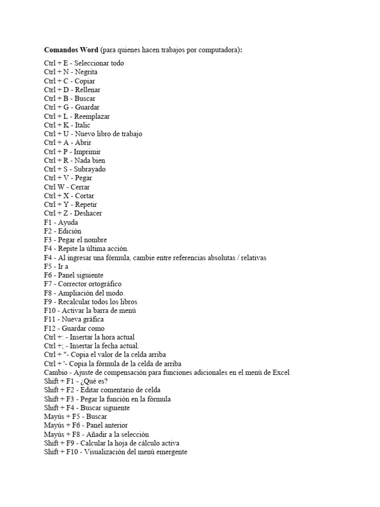 Comandos Word | PDF