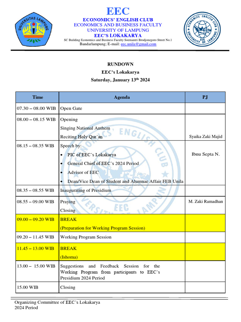 Rundown & Mechanism of EECs Lokakarya 2024 | PDF | Software | Computing
