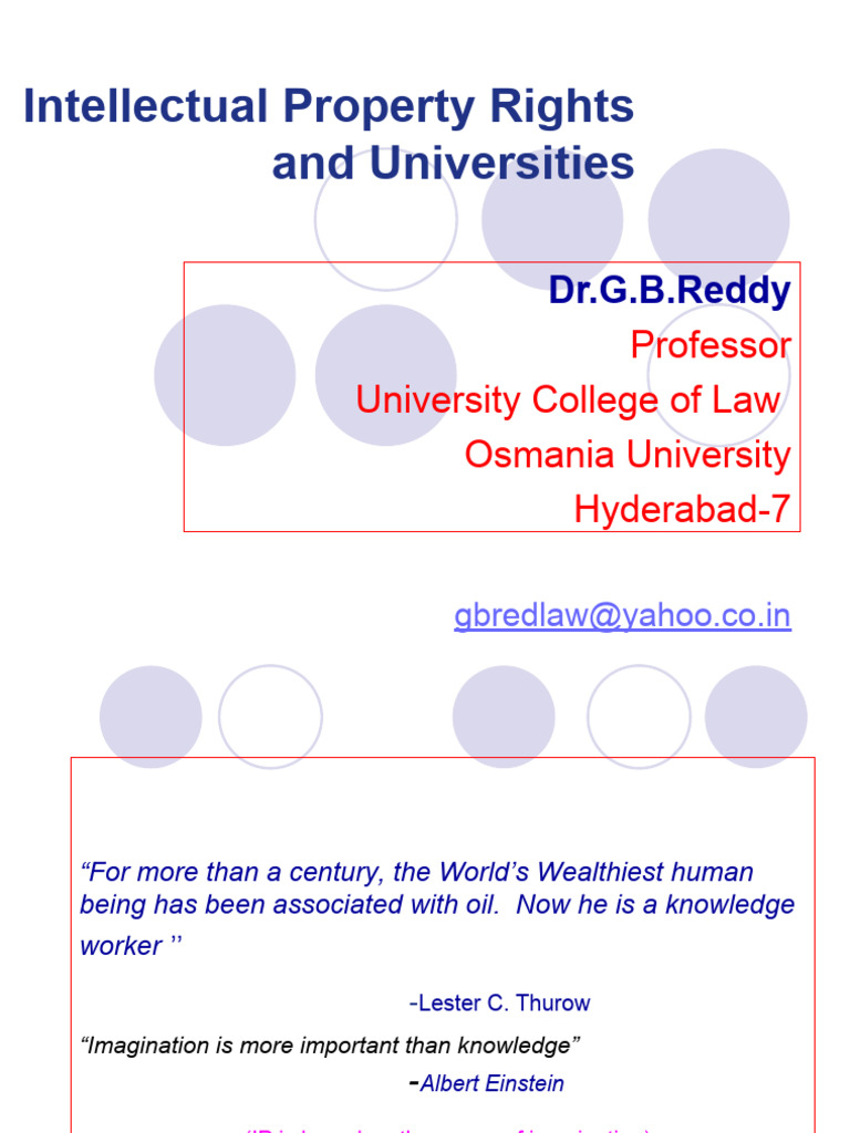 Intellectual Property Rights in Universities | PDF | Intellectual ...