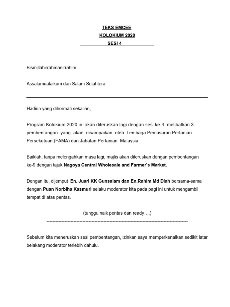 TEKS EMCEE KOLOKIUM Sesi 4 | PDF