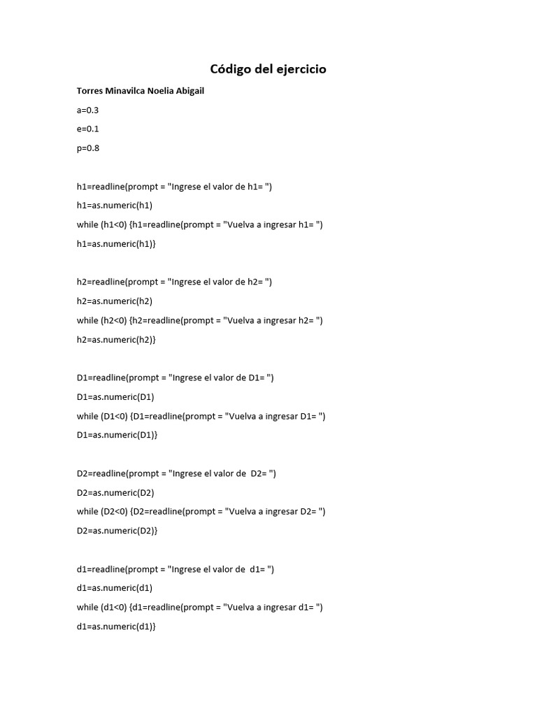 Código Del Ejercicio | PDF