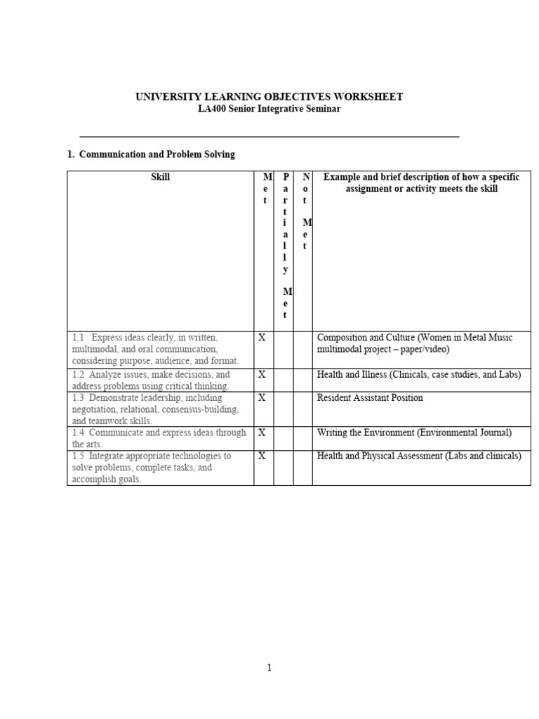 la 400 university learning objectives digital portfolio revised fall ...