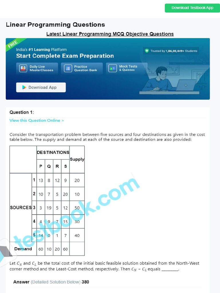 Mcq on Linear Programming 5eea6a0e39140f30f369e4e4 (1) | PDF