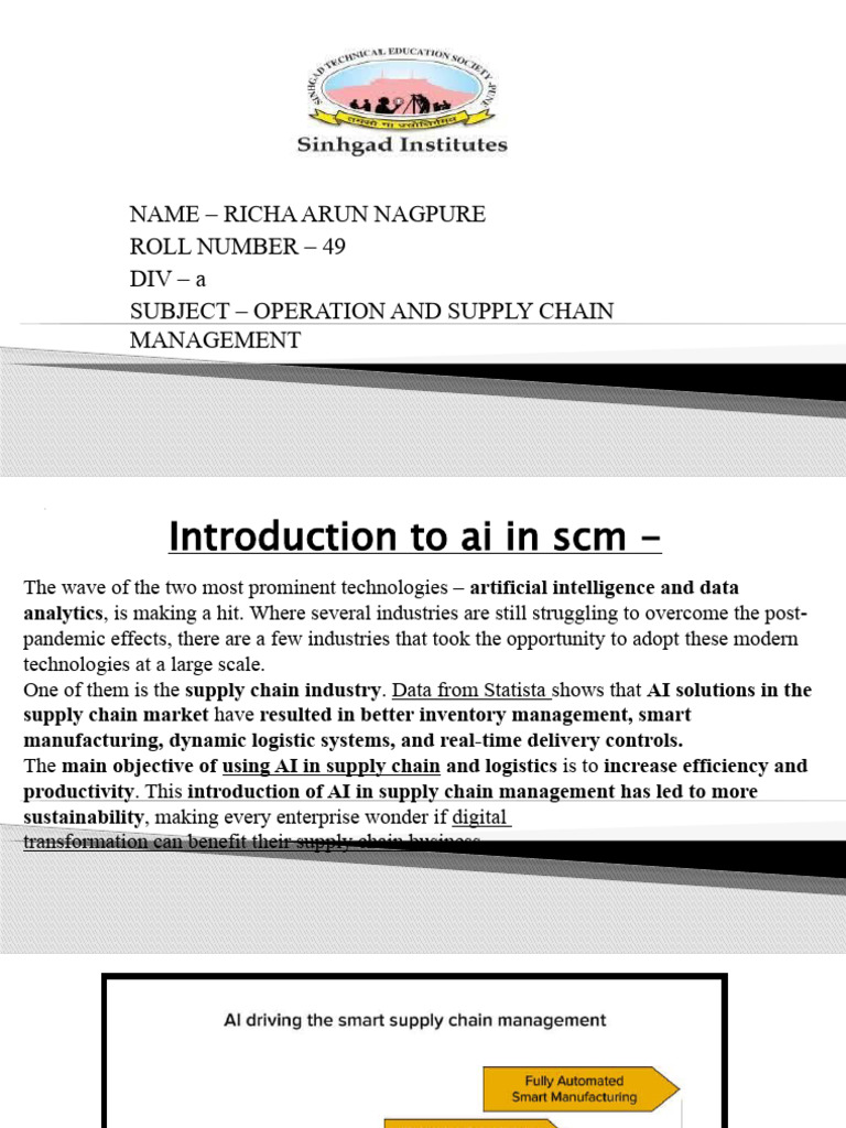 AI in Supply Chain Management Benefits | PDF