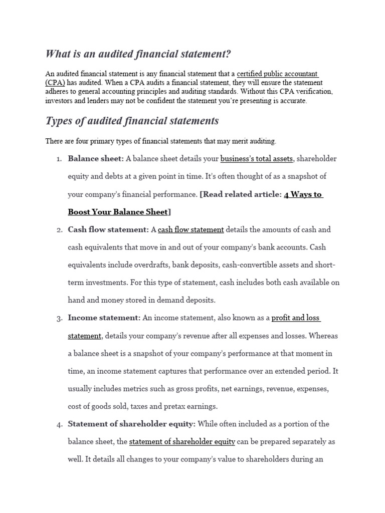 Audited Financial Statements | PDF