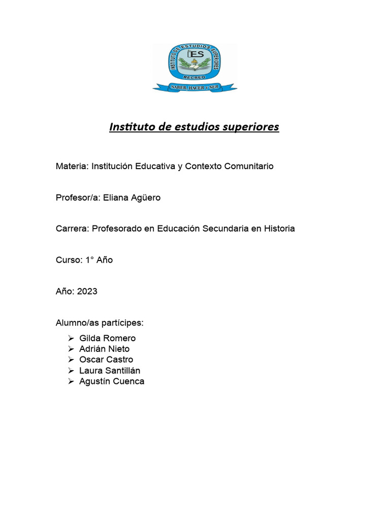 Informe de La Escuela-1 | PDF | Institución | Enseñando