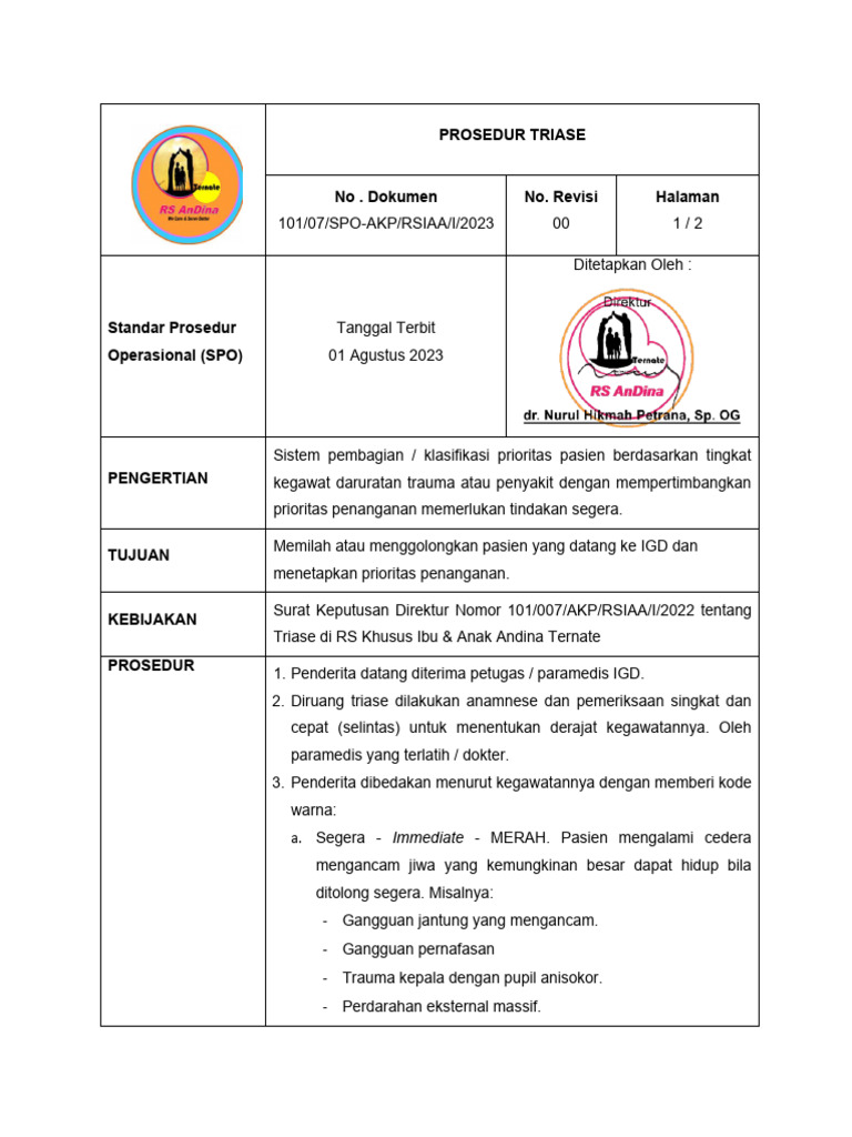 Spo Triase | PDF | Kesehatan Holistik