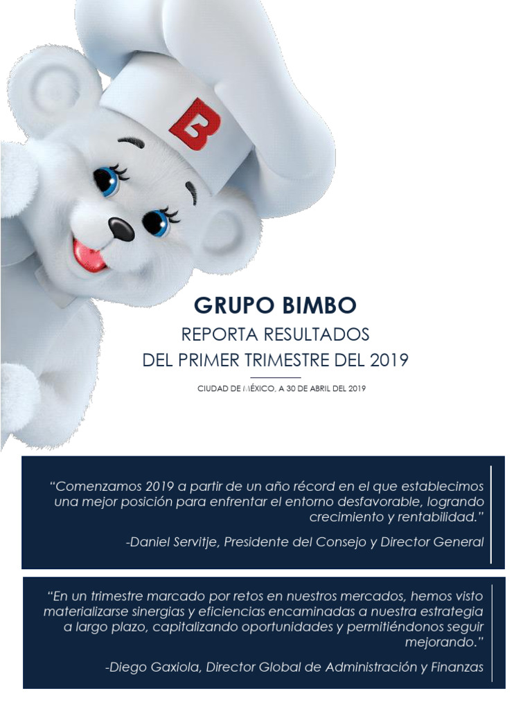 Grupo Bimbo Reporta Resultados Del 1T19 | PDF