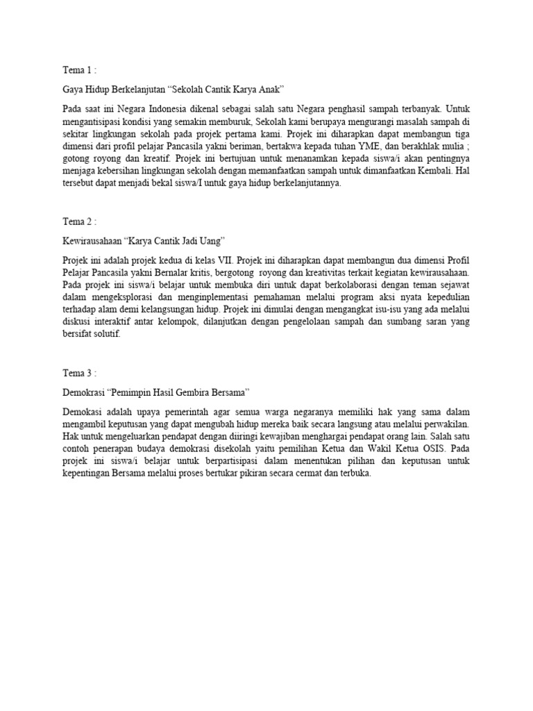 Deskripsi P5 SMP | PDF