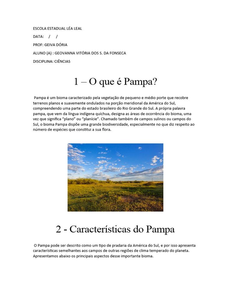 Bioma Pampa | Download grátis PDF | América do Sul | Bacia hidrográfica
