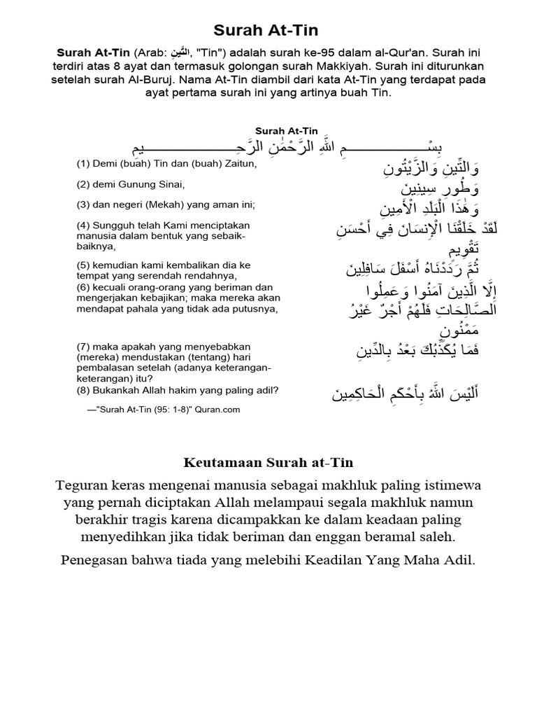 Keutamaan dan Tafsir Surah At-Tin | PDF | Agama & Spiritualitas