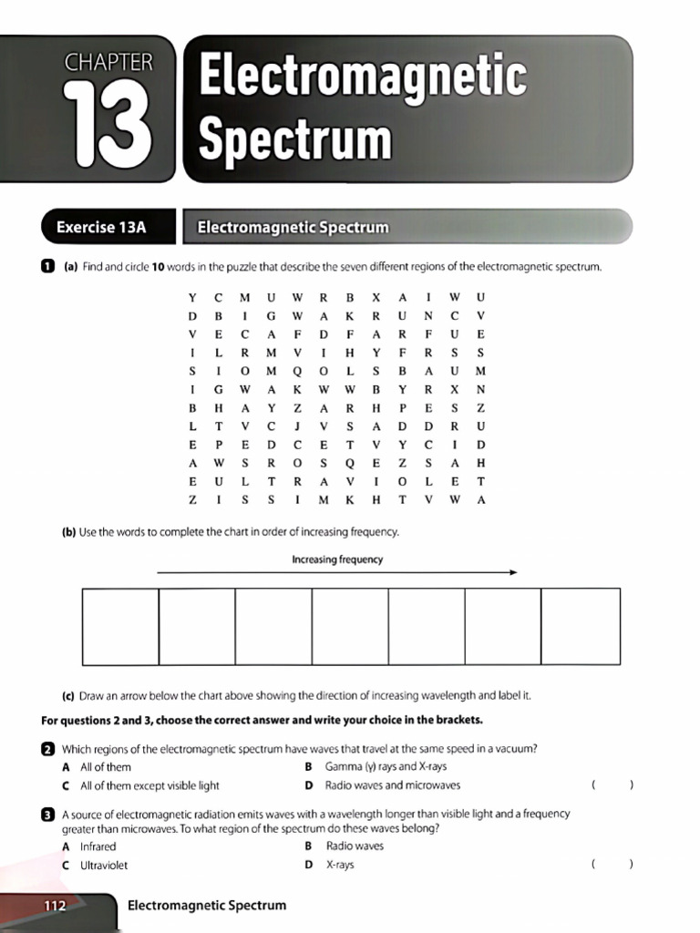 MCE Electromagnetic Spectrum Worksheets | PDF