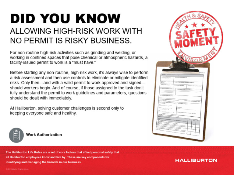 Work Authorization Safety Moment | PDF