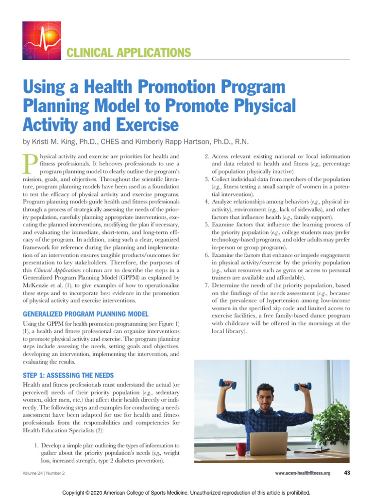 Using A Health Promotion Program Planning Model To Promote Physical ...