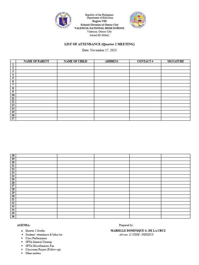 Hrpta Attendance Sheet | PDF