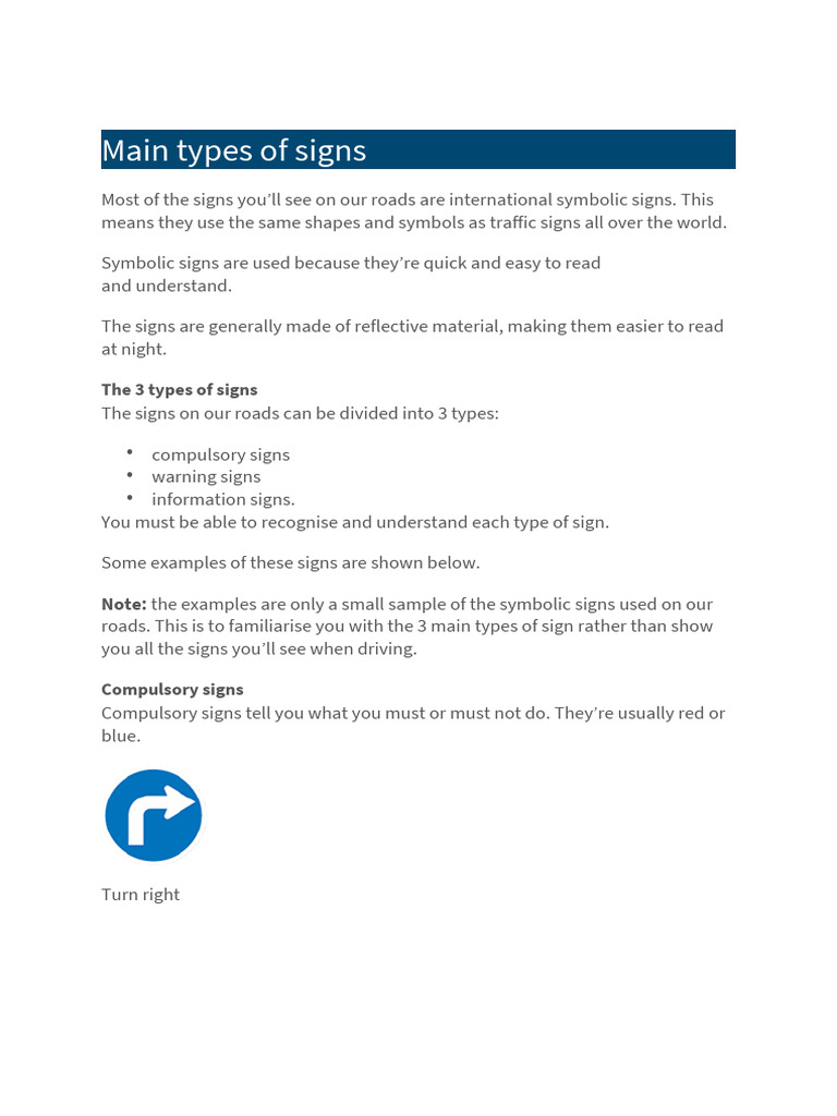 Main Types of Signs | PDF