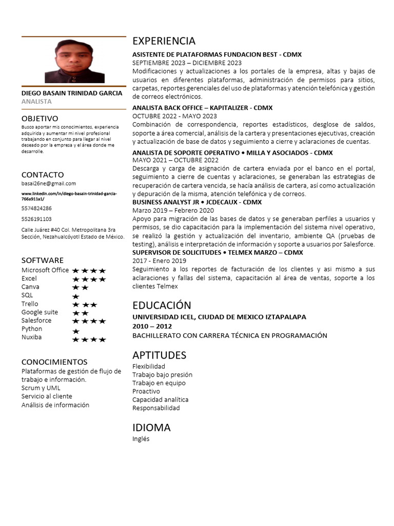 CV Diego Trinidad Garcia | PDF | Ciudad de México | Software