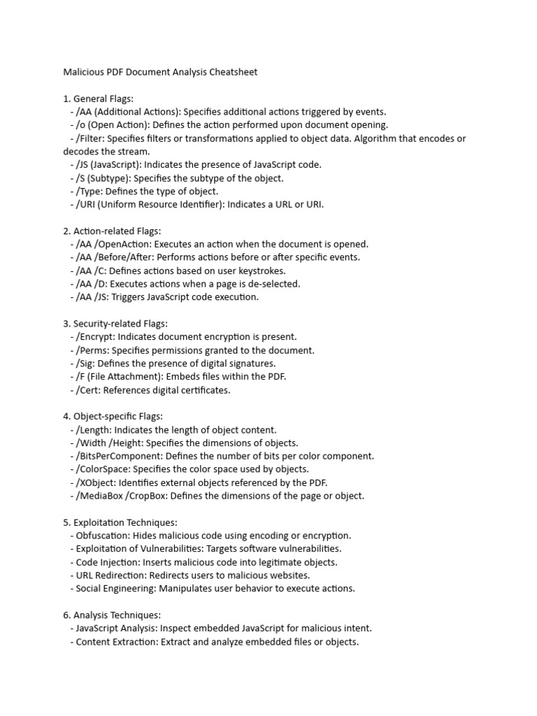 PDF Analysis Cheatsheet | PDF