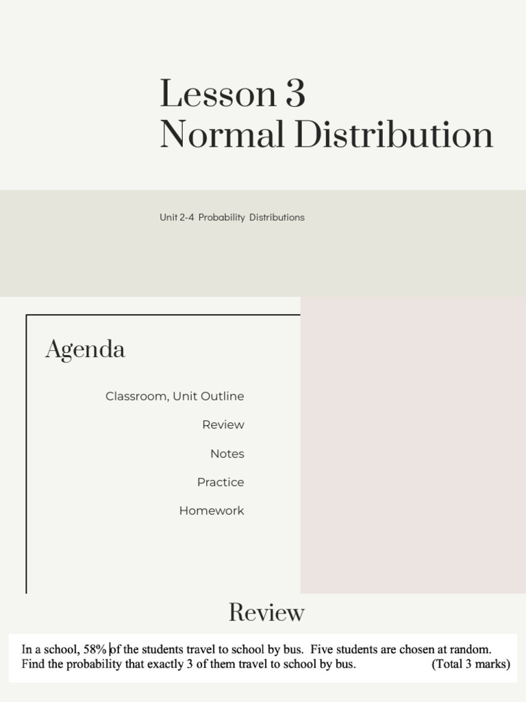 L03 Lesson Normal Distribution 1 AAHLY2U4 | PDF | Histogram | Standard ...