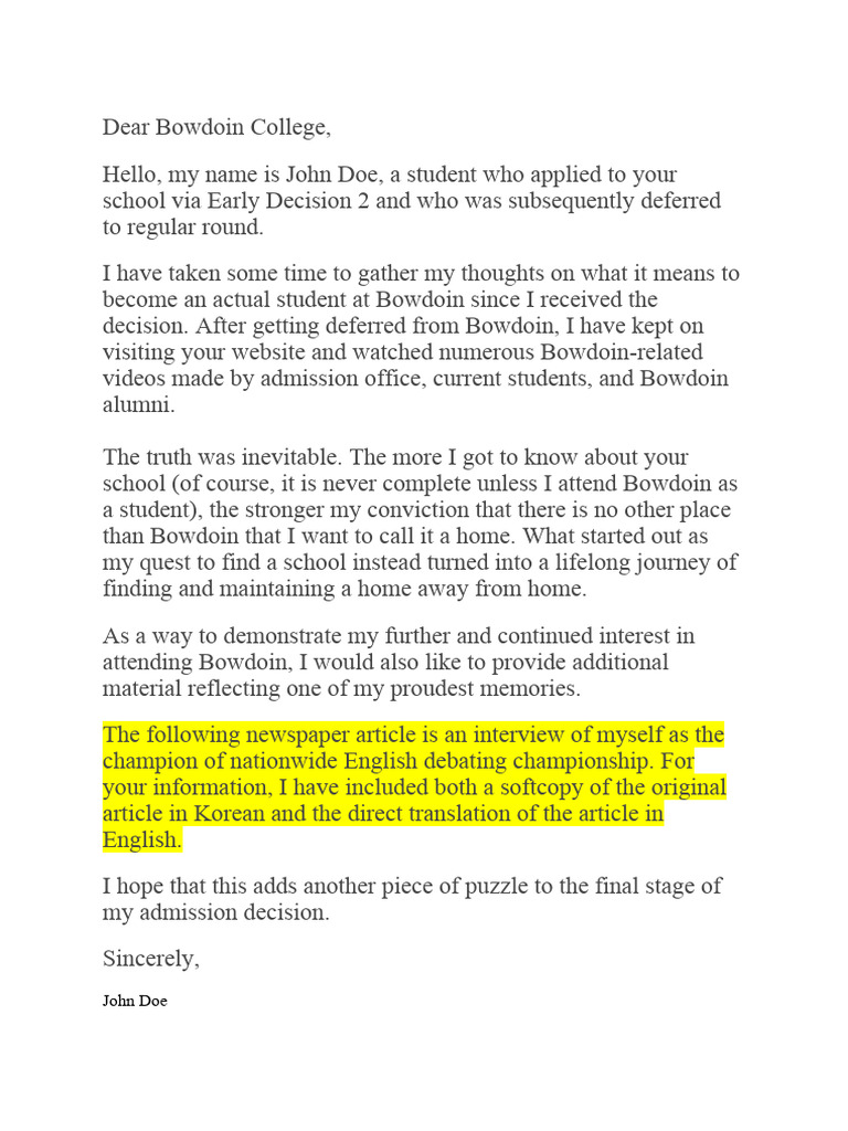 Defer Letter Sample | PDF | Social Science