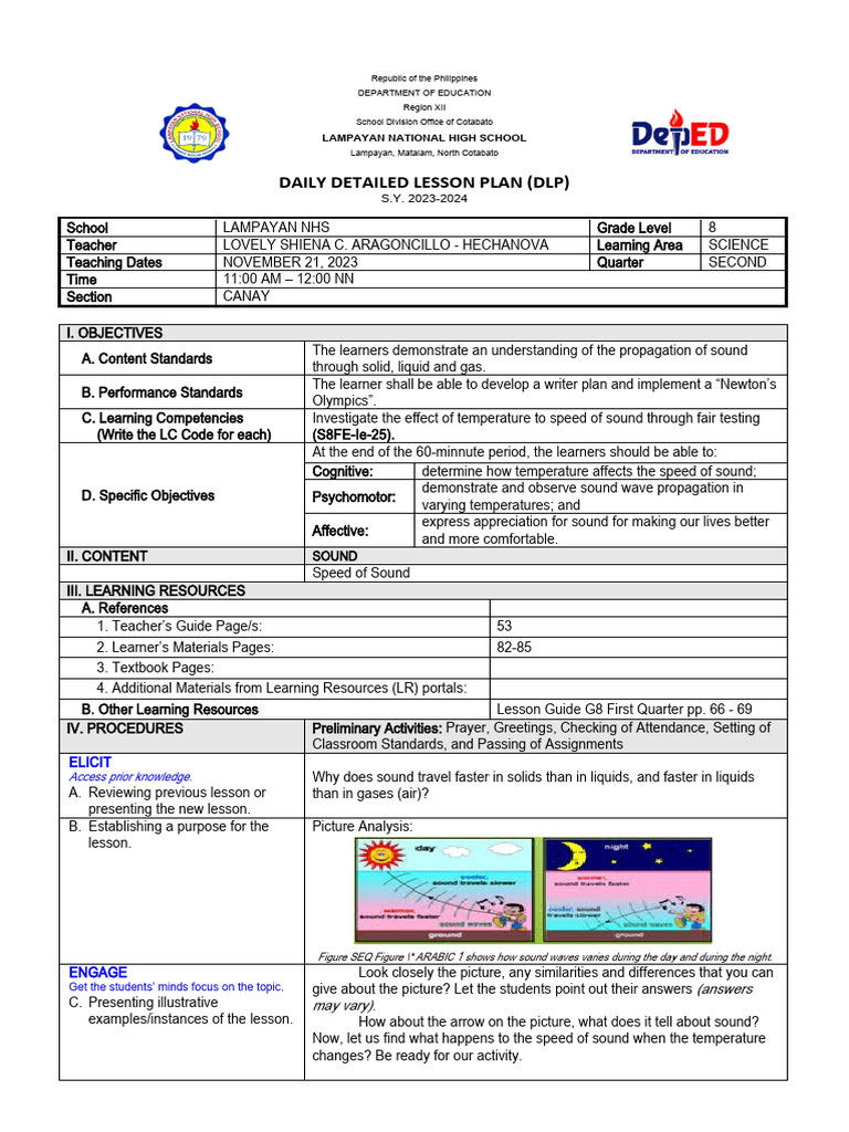 Daily Detailed Lesson Plan (DLP) : Elicit | PDF