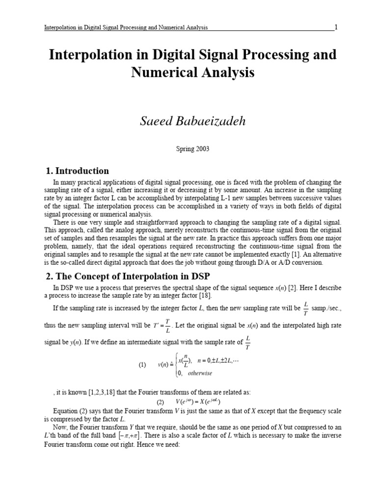 Interpolation in Digital Signal Processing and Numerical Analysis | PDF