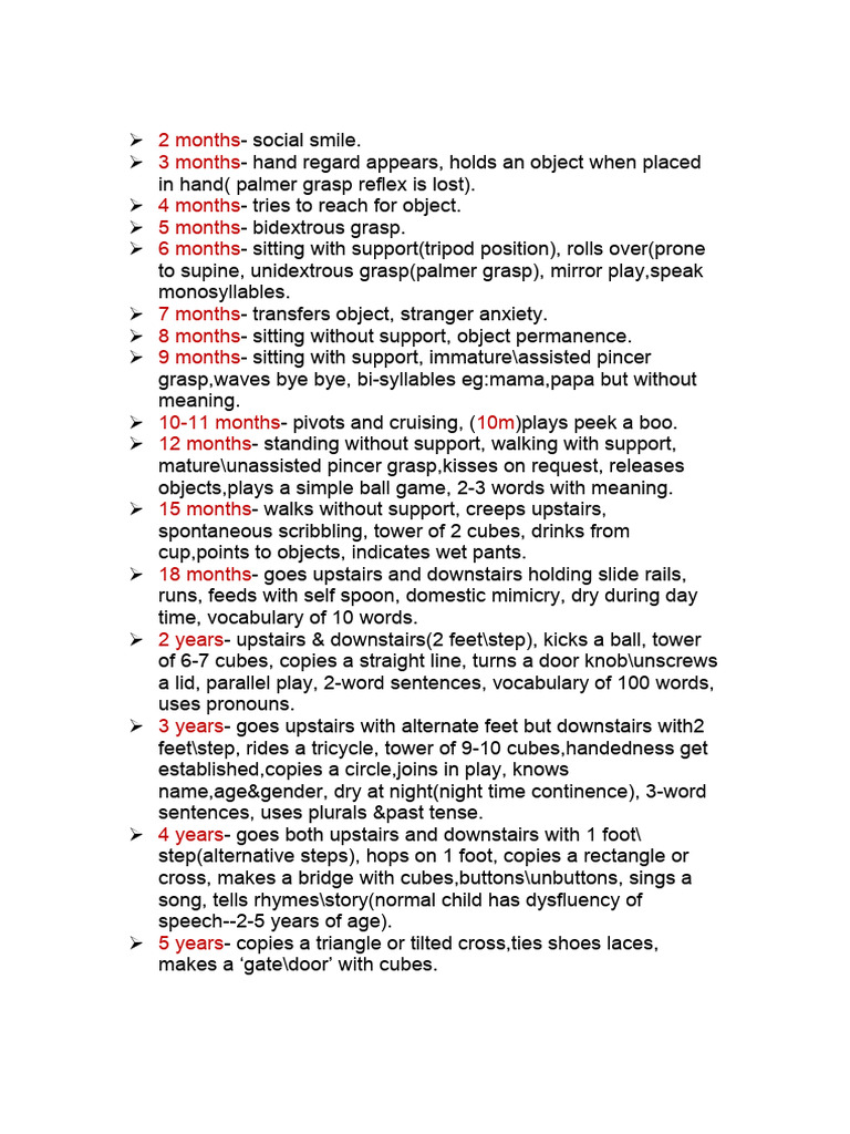 Developmental Milestones Compiled Pdf Language Arts Discipline