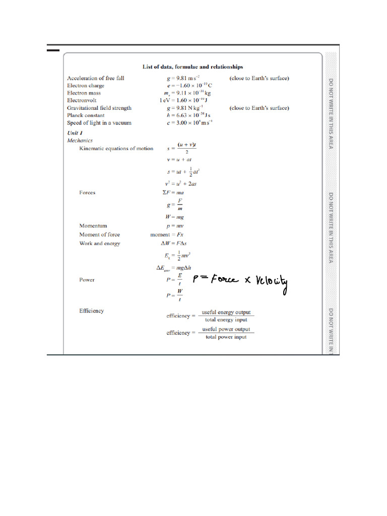 Physics Equation Sheet | PDF
