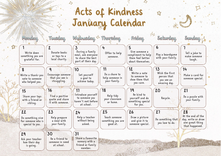 Acts of Kindness Calendar | PDF