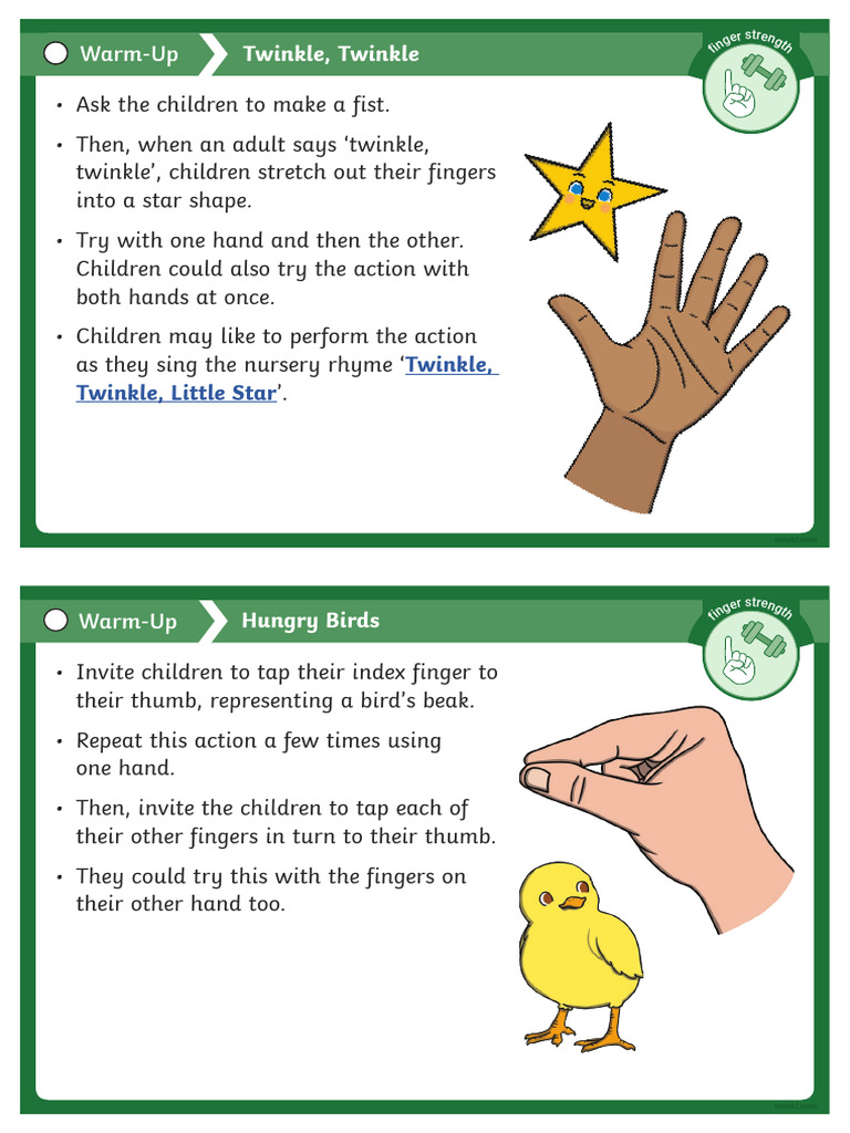 Finger Strength Warm Up Activities | PDF | Hand | Finger