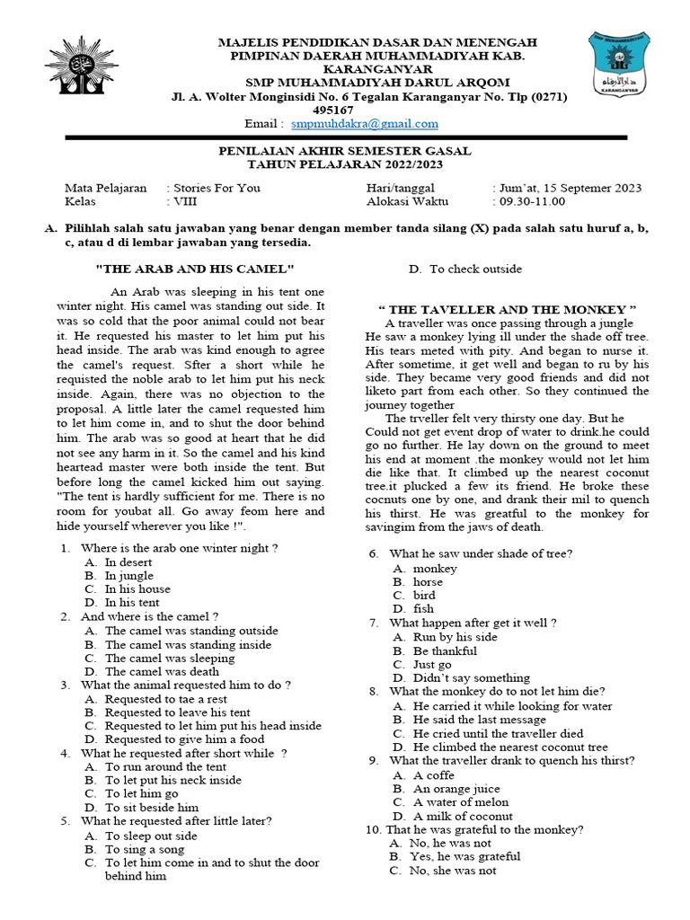 SOAL DAN KUNCI STY KELAS 8 ASG 2023 | PDF