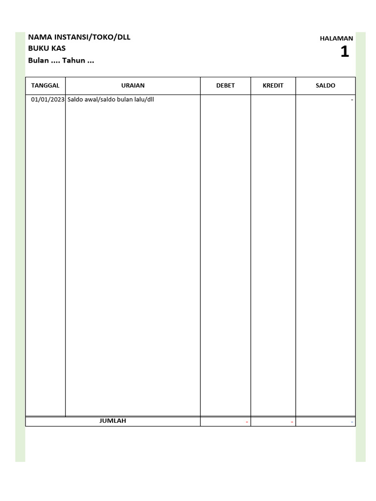 Form Checking Buku Kas | PDF