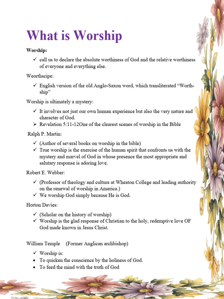 Understanding Worship: Types and Meaning | PDF