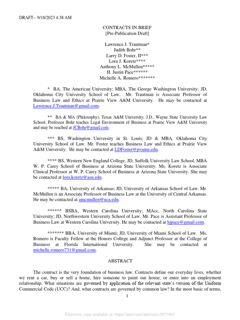 Contracts in Brief | PDF | Offer And Acceptance | Consideration